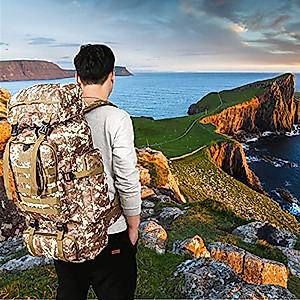 70L Waterproof Hiking Daypack Large Hiking Backpack, Hunting Camping Rucksack Backpack for Men Outdoor Sports Backpack (Green Camouflage)