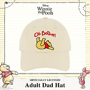 Disney Winnie The Pooh Dad Hat, Cotton Adjustable Adult Baseball Cap with Curved Brim, Khaki, One Size