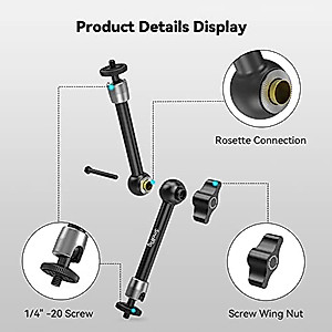 SmallRig 9.8 inch Adjustable Articulating Magic Arm with Both 1/4" Thread Screw for LCD Monitor/LED Lights - 2066B