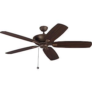 Monte Carlo 5CSM60RB Colony Super Max Dual Mount 60'' Outdoor Ceiling Fan with Pull Chain, 5 Blades, Roman Bronze