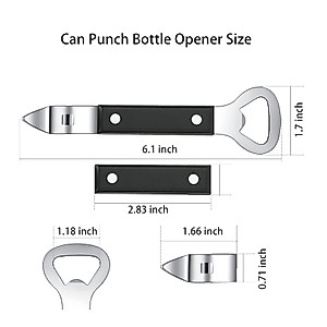 3 Pieces Magnetic Bottle Openers Can Opener Classic Beer Opener Stainless Steel Small Bottle Opener Can Tapper with Magnet & Can Punch Bottle Opener, Manual Stainless Steel Can Opener
