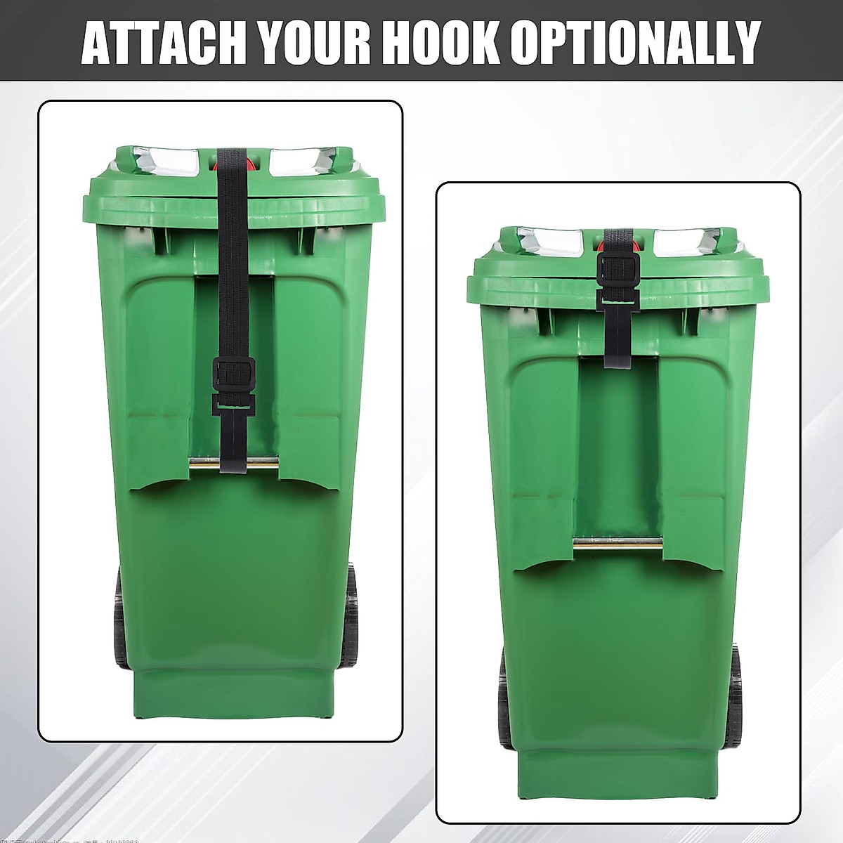 PEUTIER 4 PCS Wheelie Trash Bin Can Lid Lock for Animals, Adjustable Trash Can Bands Dustbin Lock Garbage Can Lid Lock Straps for Animals Outdoor Squirrels Dogs Bears Raccoons