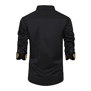Lion Nardo Mens Black Dress Shirt Black and Gold Shirts for Men Gold Shirts for Men Mens Black Dress Shirts Gold Label