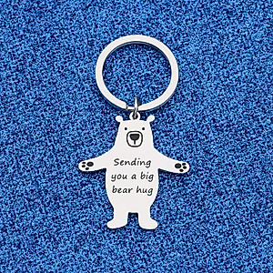 WUSUANED Long Distance Hug Jewelry Sending You A Big Bear Hug Keychain Long Distance Relationships Gift Isolation Missing You Gift (big bear hug keychain)