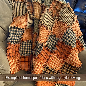Pumpkin Spice 3 Cotton Homespun Plaid Fabric by JCS - Sold by The Yard