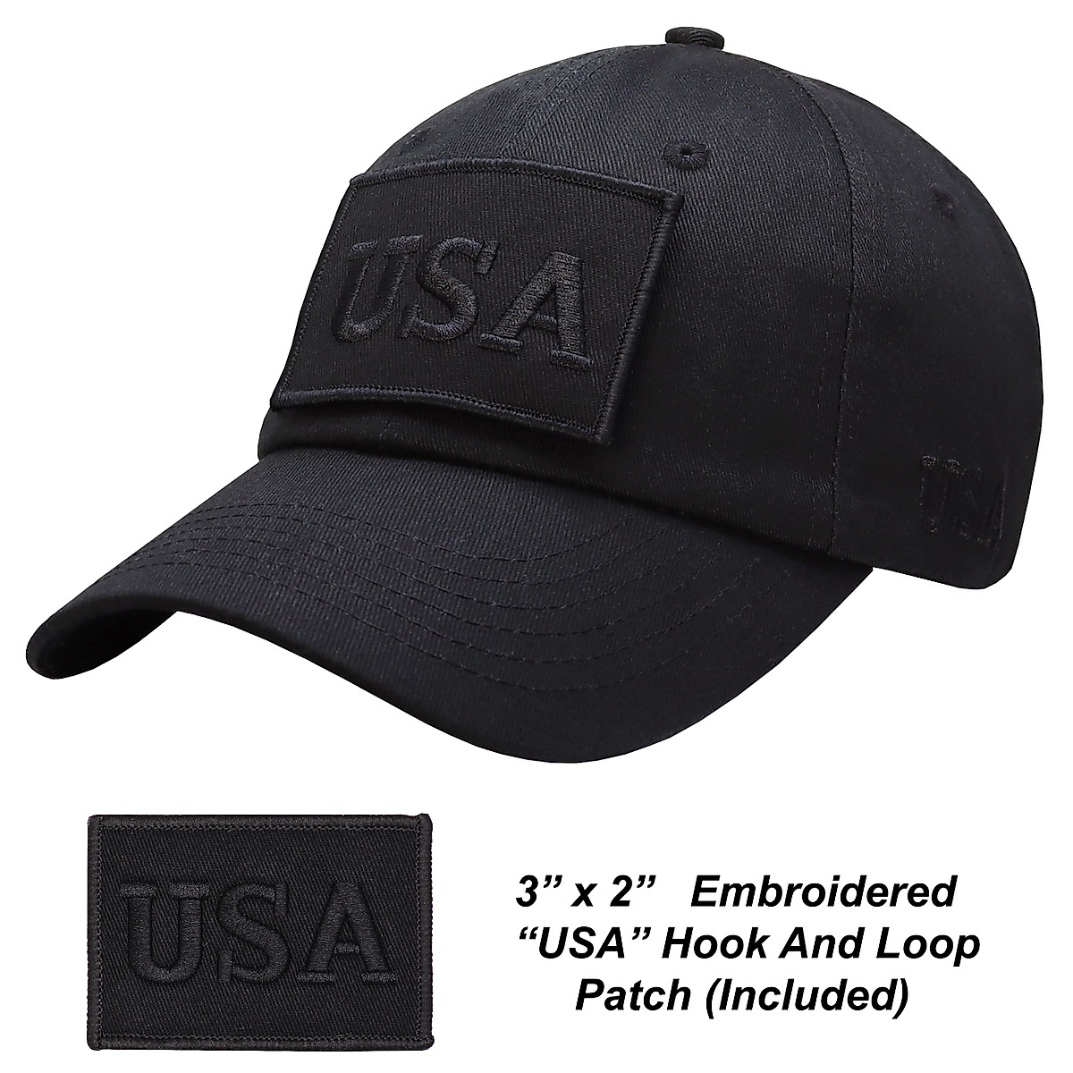 Antourage American Flag Unconstructed Hat for Men and Women Twill Mesh Snapback Baseball USA Flag Cap + 2 Patriotic Patches ((10.8) Black Classic)