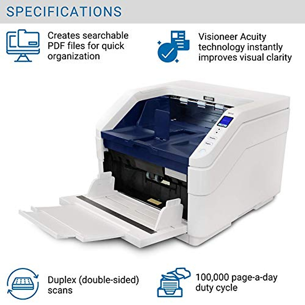 Visioneer Xerox W110: 120ppm Office Scanner | 500 ADF