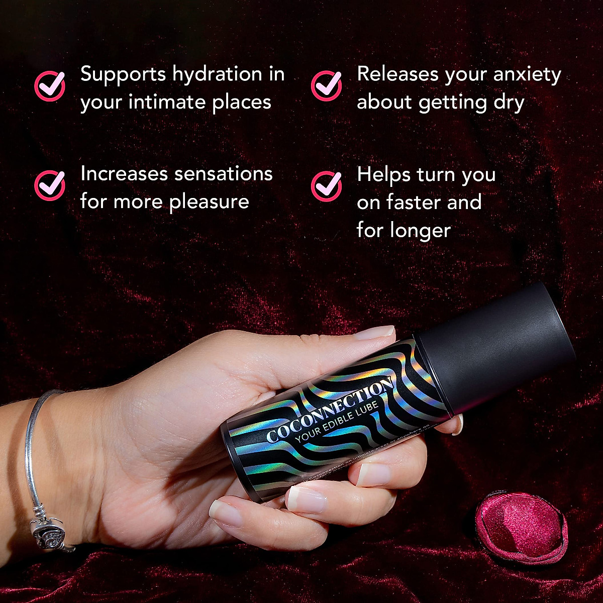 Body Connection Lubricant Oil 100% Organic Coconut Oil with Vitamin A & E - for Sex, Foreplay, or Massages - Safe for Sensitive Skin - Your Edible Lube - 60ml / 2oz