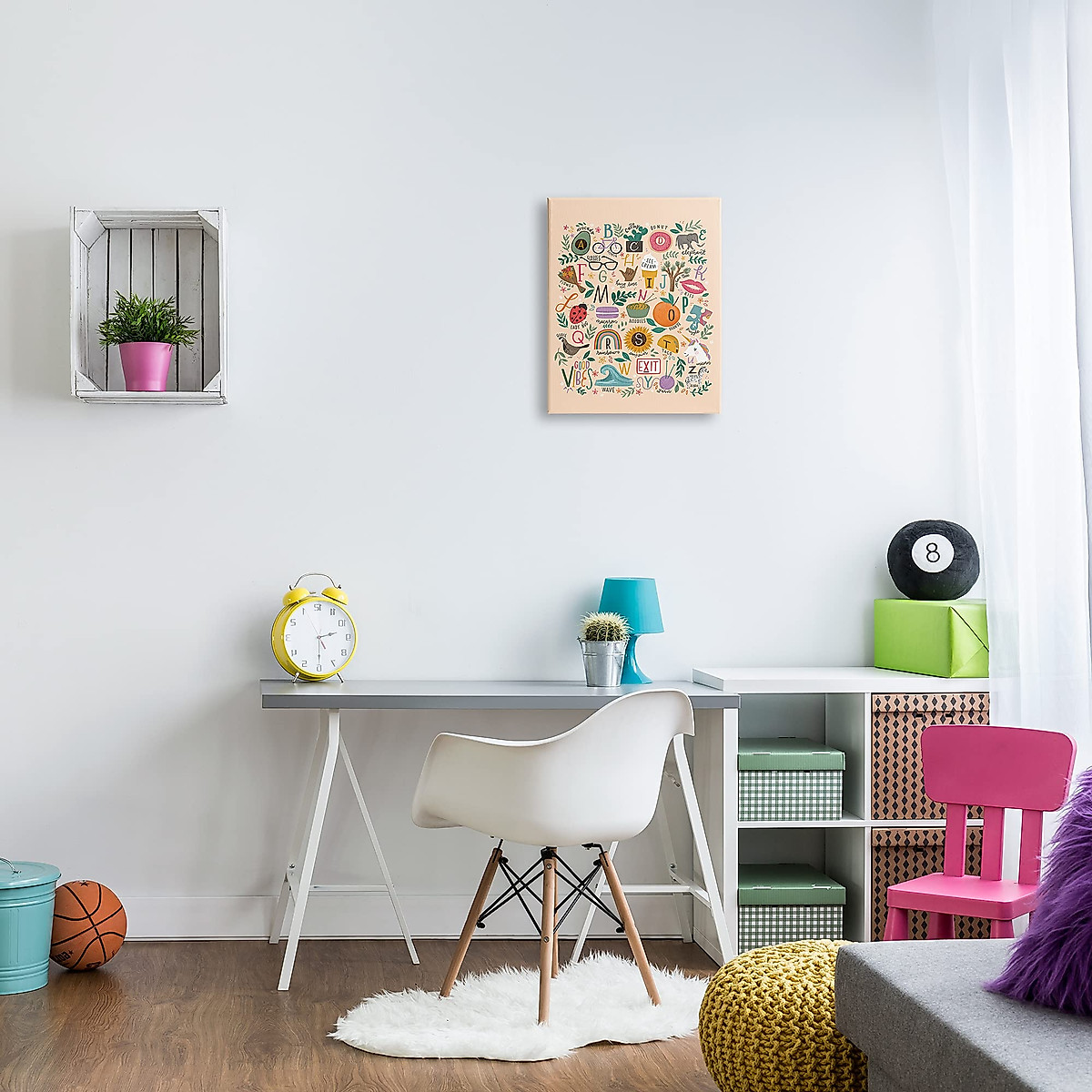 Stupell Industries Whimsical Kid's Alphabet Playful ABC Illustrations Everyday Items, Design by Loni Harris Canvas Wall Art, 16 x 20, Orange