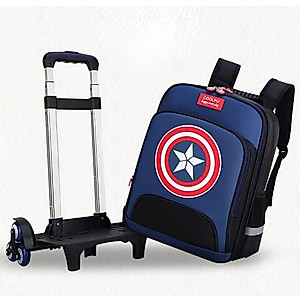 Cartoon Rolling Backpack Boys and Girls Roller Travel Bag with Wheels, Detachable College Laptop Luggage Vacation Backpacks
