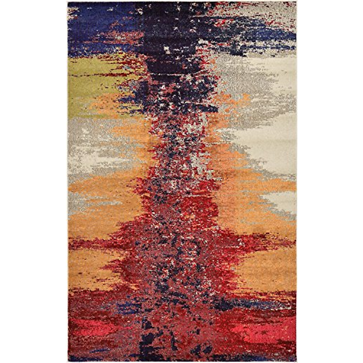 Unique Loom Estrella Collection Abstract, Rustic, Modern, Gradient, Distressed Area Rug, 5' 1" x 8' 0", Pink/Navy Blue