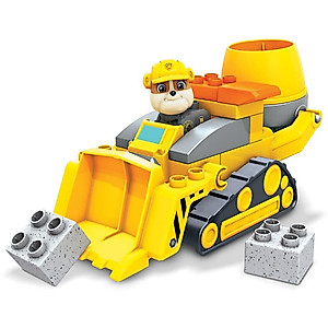 MEGA BLOKS PAW Patrol Toddler Building Blocks Toy Car, Rubble's City Construction Truck with 17 Pieces, 1 Figure, for Kids Age 3+ Years