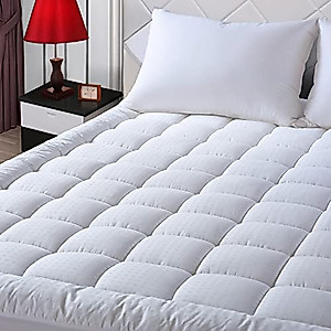EASELAND Queen Size Mattress Pad Pillow Top Mattress Cover Quilted Fitted Mattress Protector Cotton Top 8-21" Deep Pocket Cooling Mattress Topper (60x80 Inches, White)