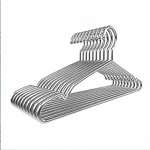 10PC Laundry Hanger 45cm Space Saving Chrome Metal Strap