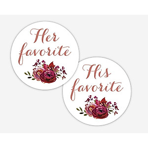 His Favorite & Her Favorite Wedding Stickers, Choose Your Colors, Wedding Favor Stickers (501-003-WH-CR)
