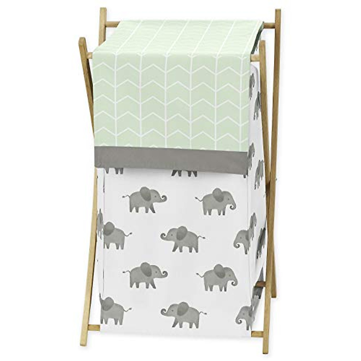 Sweet Jojo Designs Mint, Grey and White Baby Kid Clothes Laundry Hamper for Watercolor Elephant Safari Collection