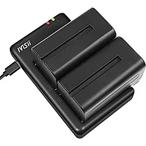IVISII NP-F750 Battery 2 Pack 5600 mAh Li-ion Replacement with Battery Charger for Sony NP-F550 NP-F570 NP-F750 NP-F770 NP-F930 NP-F950 NP-FM55H NP-FM500H NP-QM71 NP-QM91 NP-QM71D Camera