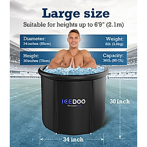 Susbie 30''H Large Size Ice Bath Tub for Athletes,Multiple Layered Portable Ice Bath Tub for Recovery and Cold Water Therapy, Cold Plunge Tub for Outdoor-95 Gal Capacity
