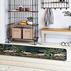 ALAZA Pink Flamingo The Jungle Runner Area Rug Non Slip Floor Mat for Hallway Entryway Living Room Bedroom Dorm Home Decor 72x24 inches