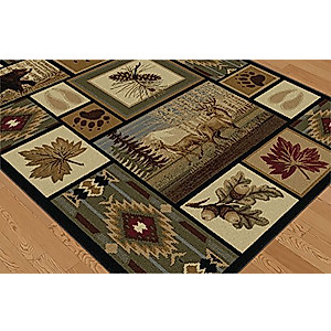 Northern Wildlife Novelty Lodge Pattern Multi-Color Rectangle Area Rug, 5' x 7'