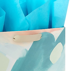 Hallmark Signature Studio 7" Medium Square Gift Bag with Tissue Paper (Abstract Brushstrokes) Peach, Mint Green, Teal for Easter, Birthdays, Bridal Showers and More