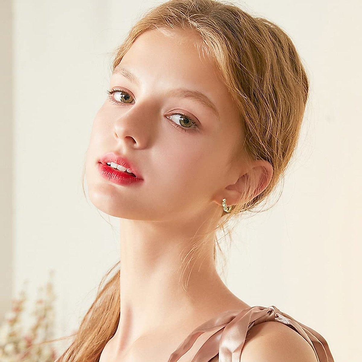 CiNily Small Gold Plated Hoop Earrings for Women Heart Cubic Zirconia Earrings Hypoallergenic Huggie Hoop Earrings for Sensitive Ear