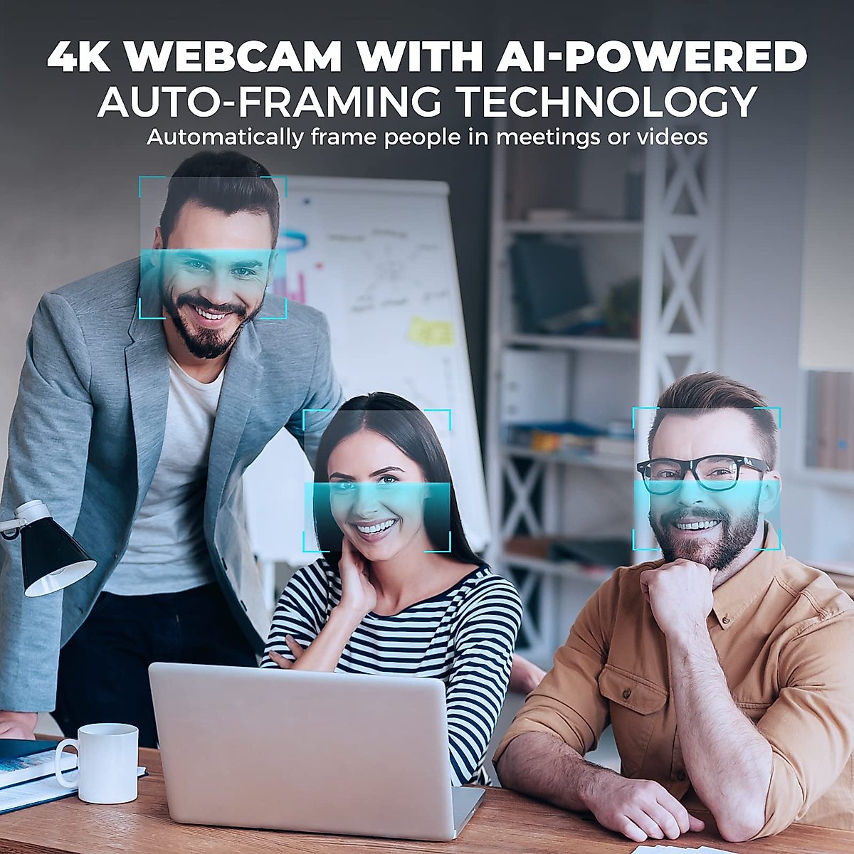 VITADE 4K Webcam with AI-Powered Framing,Remote Control Web Camera/10X Digital Zoom 4k 30fps Web cam with USB 3.0 HDR/Dual Noise Cancelling Microphones for PC Mac, Streaming, Video Call, Zoom, Skype