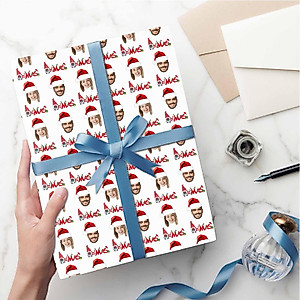 MyPupSocks Personalized Wrapping Paper for Christmas, Wrap Paper with Photo, Custom Picture Winter Holiday Wrapping Paper Roll for Boys Girls Kids Festival Winter Holiday 58x23