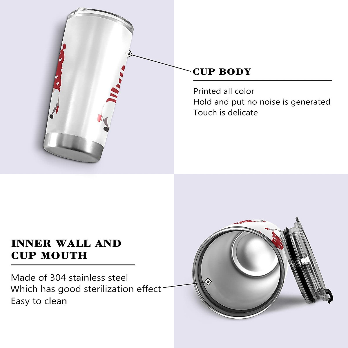 Yasala Christmas Tumbler Star Heart Hat Gnome Insulated Coffee Cup Back to School Beverage Container Office Travel Mug with Straw and Lid 20oz Holiday New Year Gift