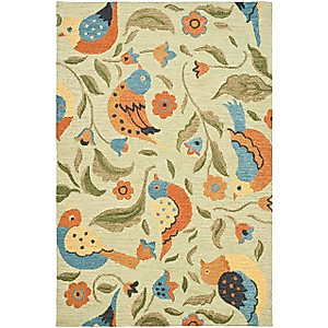 SAFAVIEH Blossom Collection 6' x 9' Sage / Multi BLM676A Handmade Premium Wool Area Rug