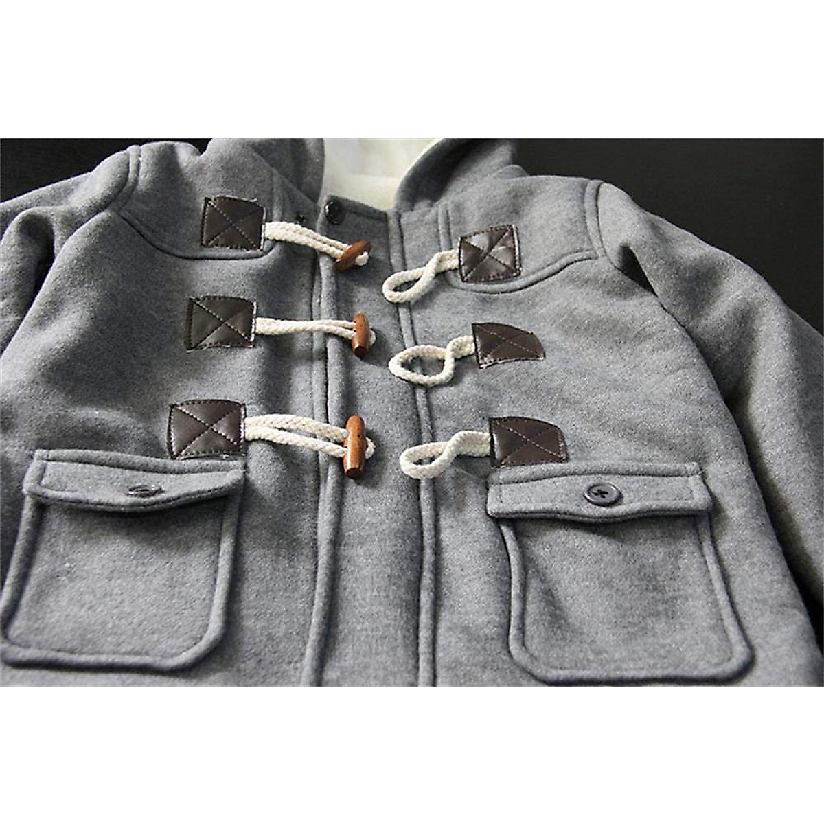 Lewego Unisex Baby Fleece Hooded Jacket Outerwear Duffle Zipper Winter Coat, Grey, 100cm(12-18Months)