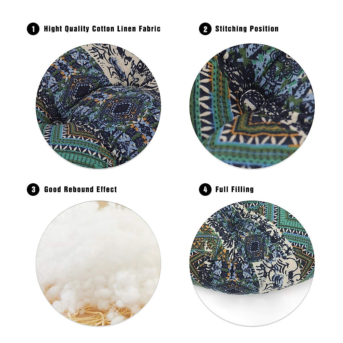 bilkoivn Meditation Pillow Exotic Custom Yoga Cushion India Seating Cushion for Bedroom Living Room Outdoor, Garden Party Decoration，Round