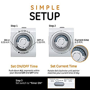 GE 24-Hour 2 Grounded Outlets Mechanical Outlet Timer, Timers for Electrical Outlets Indoor, Light Timers Indoor, Daily ON/OFF Cycle, Timer for Lights Inside, Christmas Tree Timer, 2 Pack, 46211