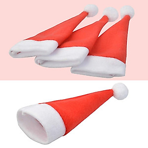 Marrywindix 50 Pieces Christmas Santa Hats Silverware Holders, Christmas Cutlery Holders for Xmas Party Dinner Utensil and Flatware Organizers Decorations Supplies