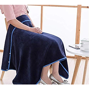 Mvchifay Wearable Blanket Soft Fleece Shawl Button Closure Warm Snuggle Throw for Sofa Snap 27x51inches (Blue-70x130cm)