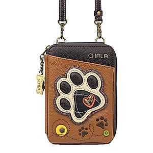 Chala Handbags Paw Print Wallet Crossbody Handbag - Convertable Strap, Dog Mom, Dog Lover