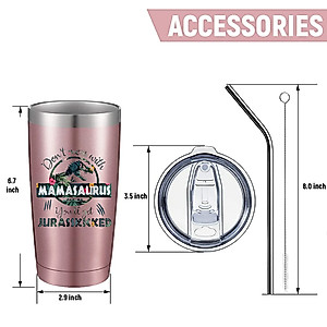 ATHAND Mom Birthday Gifts - Mothers Day Gifts For Mom From Daughter, Son, Husband, Kids - New Mom Cup Tumbler - Funny MAMASAURUS Iced Coffee Mug Insulated Tumbler Cups with Lid Straw (Rose Gold)