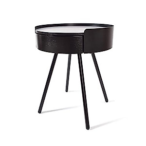 GRFIT Nightstand Nightstand Round Bedside Table Ideal for Any Room Side Tables Living Room, Side Tables Bedroom, End Table with 1 Drawer and 4 Black Legs Accent Table End Table (Color : 1)