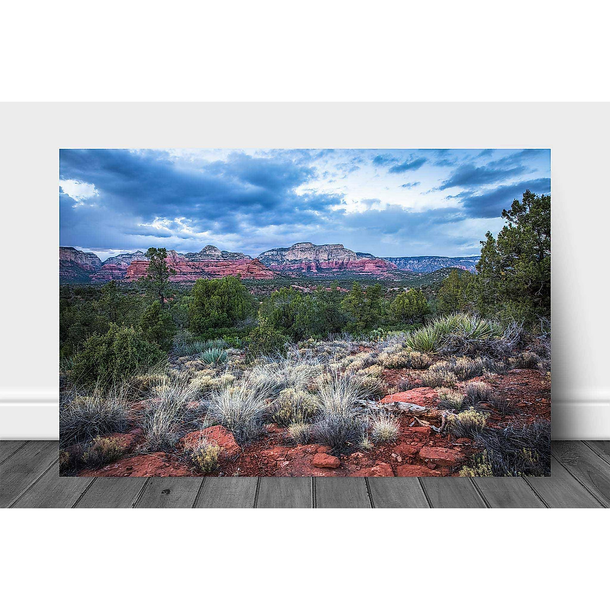 Western Wall Art (Ready to Hang) Metal Print of Red Rocks and Desert Landscape on Chilly Spring Evening near Sedona Arizona Nature Photography Southwestern Decor (24" x 36")