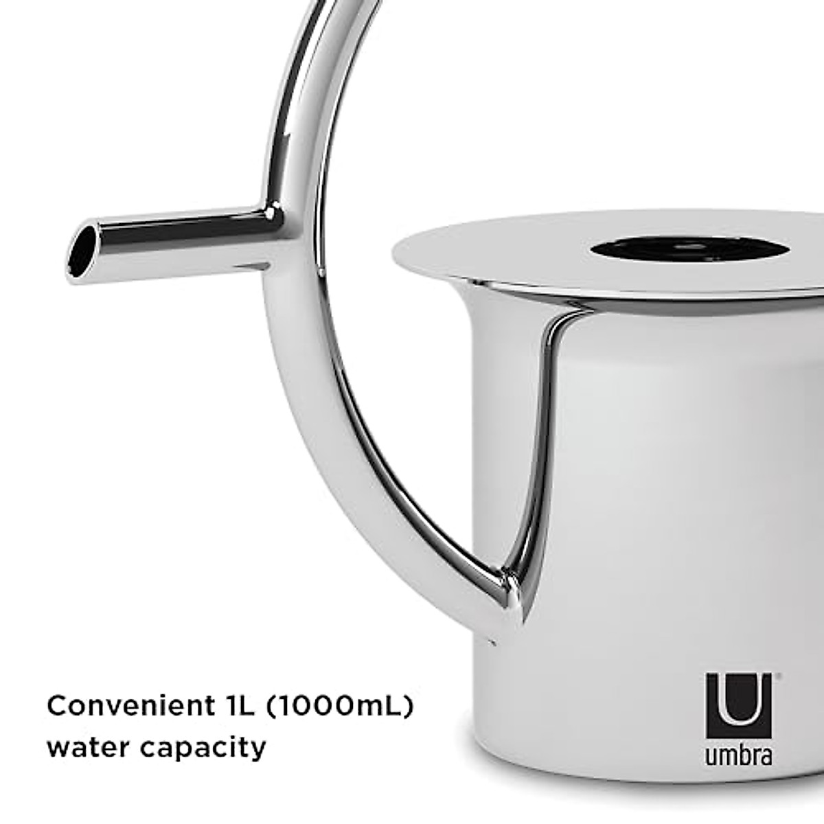 Umbra Quench Stainless Steel Watering Can, Pot for Outdoor or Indoor Plants, Medium