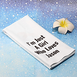 MEIKIUP Horrible JS Inspired Gift Thriller 80's Horror Halloween Kitchen Towel I'm Just A Girl Who Loves JS for Fans Housewarming Gift