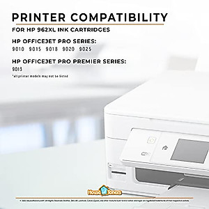 Houseoftoners Remanufactured Ink Cartridge Replacement for HP962XL Envy (5540,5640, 5660, 7644, 7645) OfficeJet (5740, 5742, 8040) (1 Black/ 1 Cyan/ 1 Magenta/ 1 Yellow, Pack of 4)