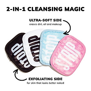 STRIP MAKEUP - Reusable Cleansing Wipes Black/White - - 2-sided, sustainable, washable microfiber cloths - Pack of 7