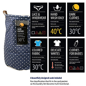 Collapsible laundry basket hamper. Round lunar canvas waterproof large storage bin baskets. Storage washing clothes and toys with handles and drawnstring 13.3"x 18.5"