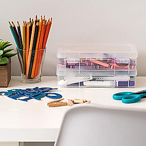 IRIS USA, Inc. IRIS Slim Portable Project Case, 10 Pack, Clear (586390) & Medium Plastic Clear Hobby Modular Craft Supply Art Satchel Storage Box Organizer with snap-Tight Closure Latch, 10 Pack