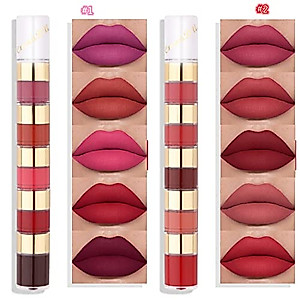 Kusslippe 20 Colors Waterproof Matte Liquid Lipstick Set, Mini Long Lasting 24 Hours Non-Stick Cup Velvet Lip Gloss Kit, Highly-Pigmented Nude Red Liquid Lipstick Makeup Sets for Women