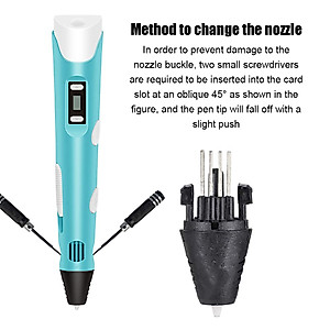 Akozon 3D Printing Pen Printer Parts Accessories Insertion Nozzle Print Head 1.75Mm Black