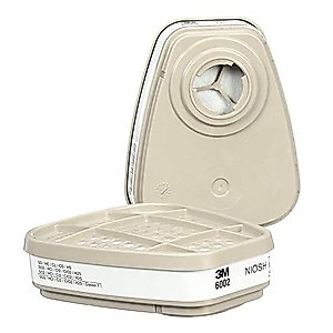3M Respirator Cartridge 6002, 1 Pair, Helps Protect Against Acid Gases like Chlorine, Hydrogen Chloride, Sulfur Dioxide, Chlorine Dioxide, Hydrogen Sulfide , White
