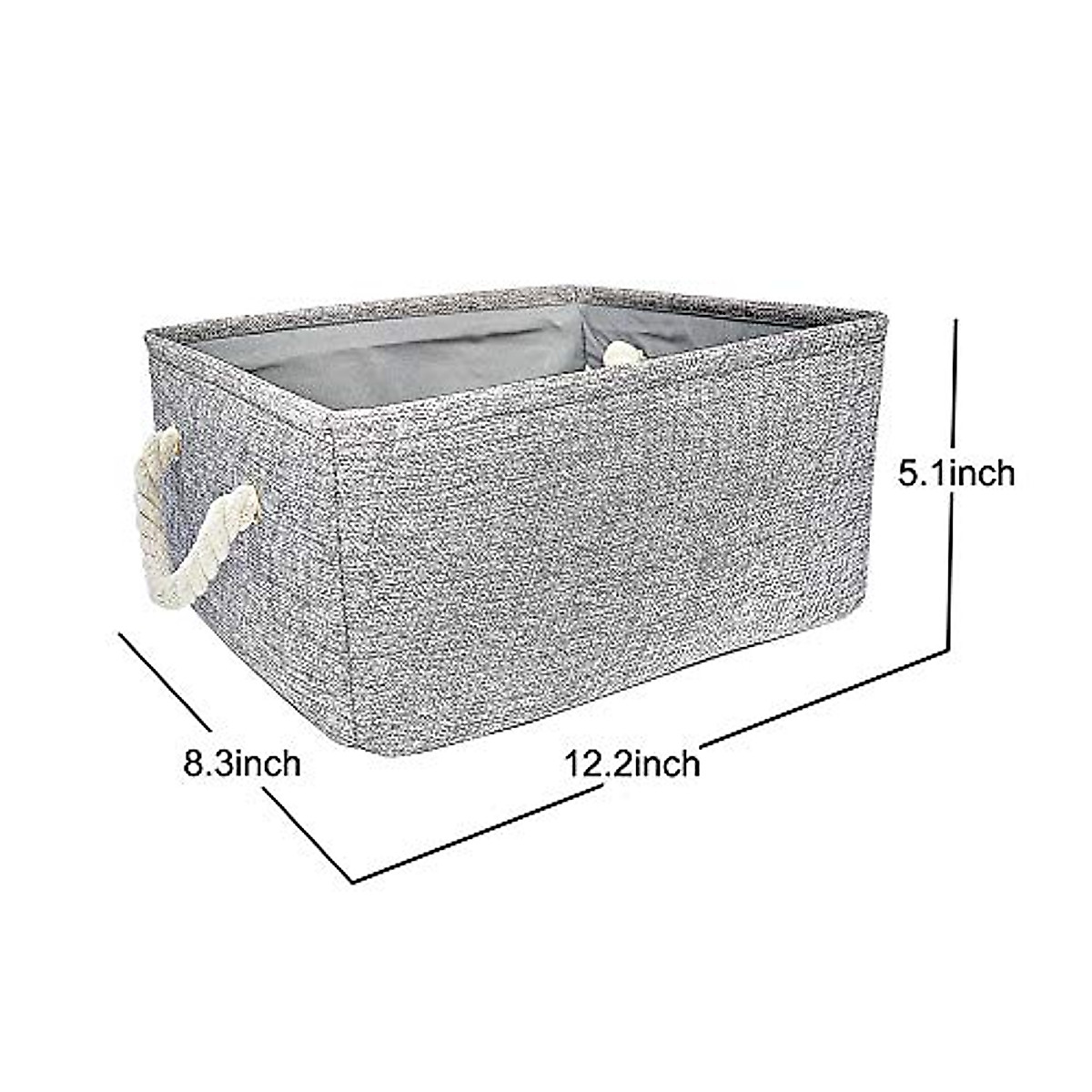 Decorative Storage Basket Bin with Lip, Collapsible Storage Box for House Organizer. (12.2 x 8.3 x 5.1inch, Grey)
