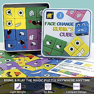 Tamflez Wooden Matching Puzzle Games, Puzzle Building Cubes Toys Educational Logical Match Board Games Toys for Adults Kids 3 Ages